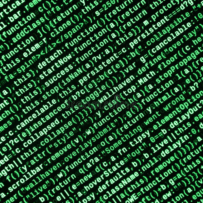 JavaScript Code in Text Editor. Coding Cyberspace Concept. Screen of ...