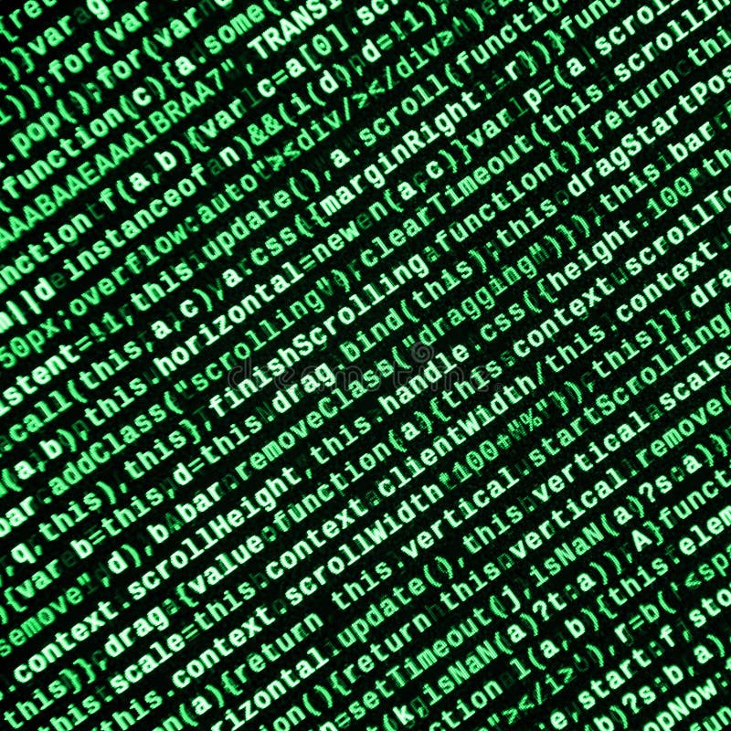 JavaScript Code in Text Editor. Coding Cyberspace Concept. Screen of ...