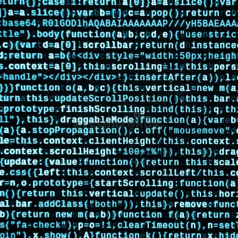 JavaScript Code in Text Editor. Coding Cyberspace Concept. Screen of ...