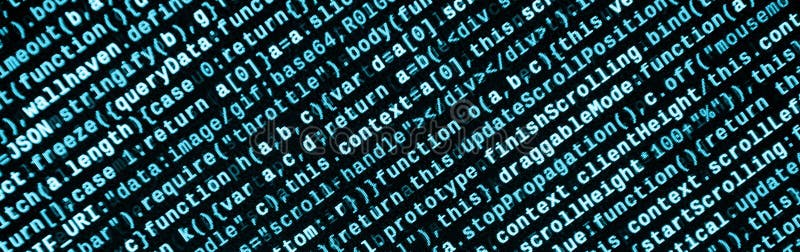 JavaScript Code in Text Editor. Coding Cyberspace Concept. Screen of ...