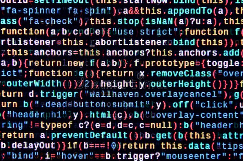Javascript Code In Text Editor Coding Cyberspace Concept Screen Of Web Developing Code Stock