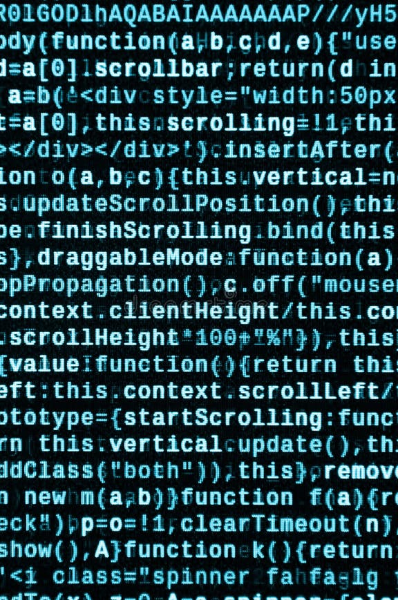 JavaScript Code in Text Editor. Coding Cyberspace Concept. Screen of ...