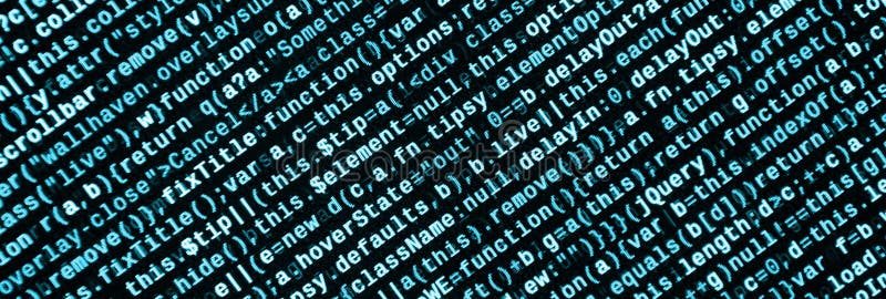 JavaScript Code in Text Editor. Coding Cyberspace Concept. Screen of ...