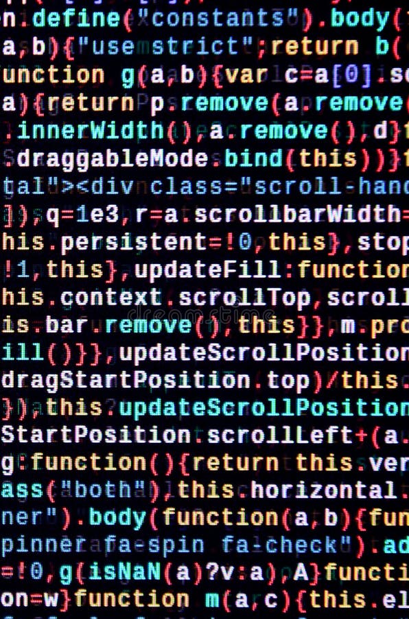 Javascript Code In Text Editor Coding Cyberspace Concept Screen Of Web Developing Code Stock