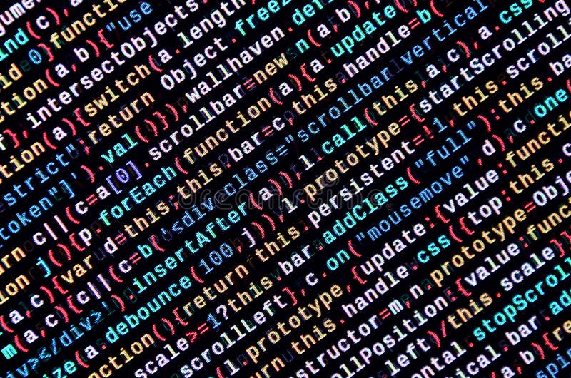 Javascript Code In Text Editor Coding Cyberspace Concept Screen Of Web Developing Code Stock