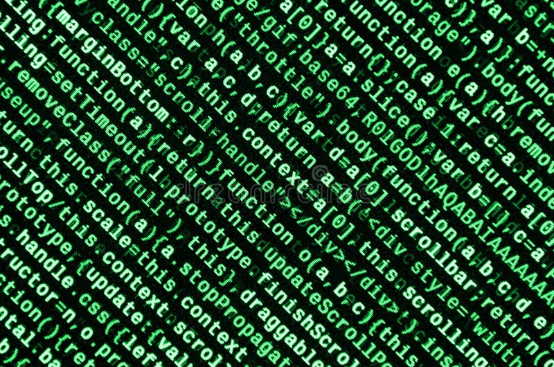 JavaScript Code in Text Editor. Coding Cyberspace Concept. Screen of ...