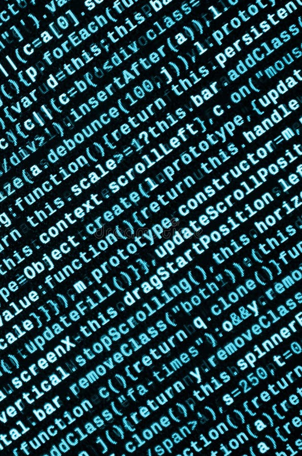 JavaScript Code in Text Editor. Coding Cyberspace Concept. Screen of ...