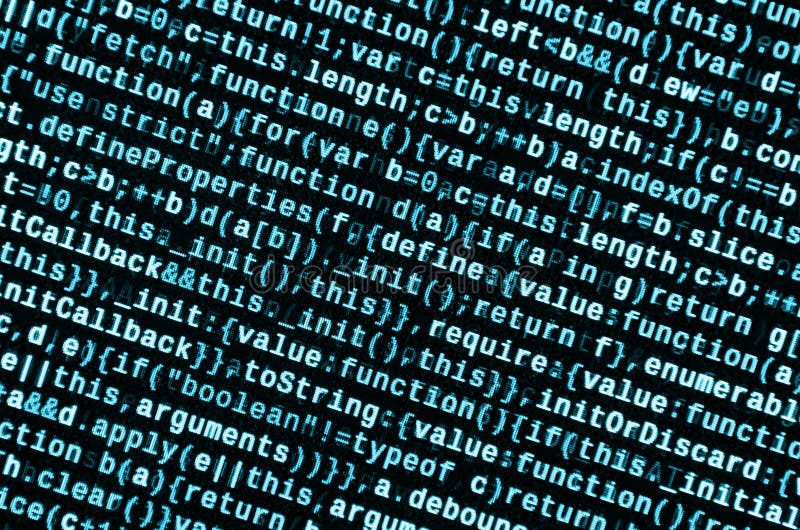 JavaScript Code in Text Editor. Coding Cyberspace Concept. Screen of ...