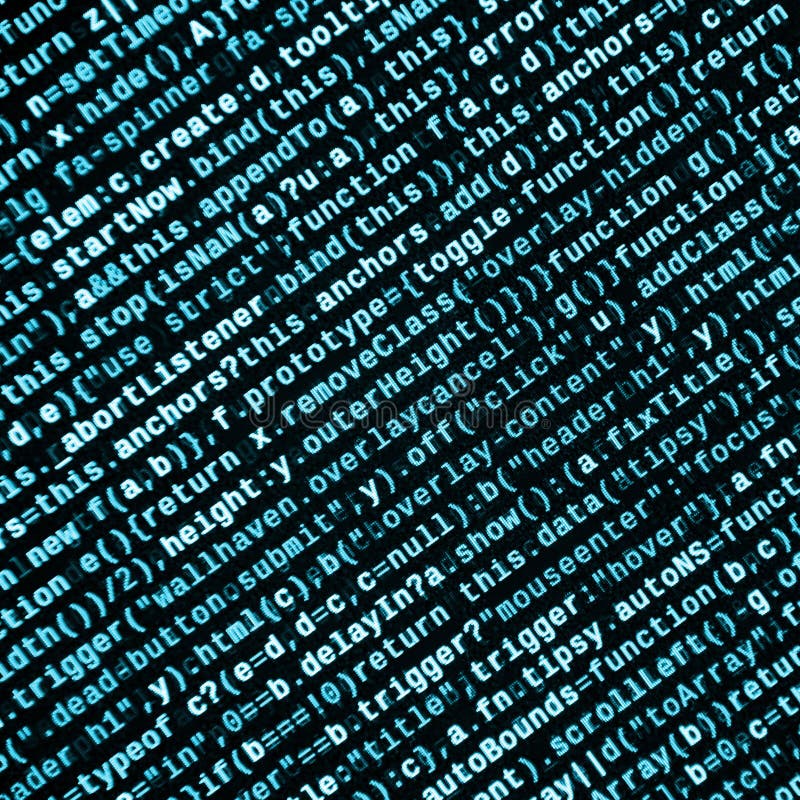 JavaScript Code in Text Editor. Coding Cyberspace Concept. Screen of ...