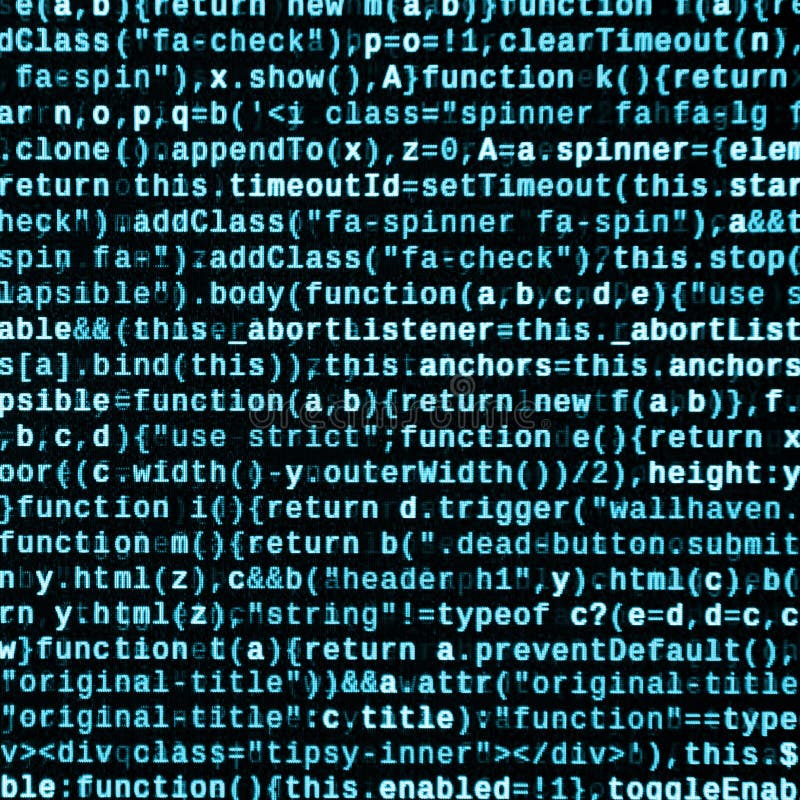 JavaScript Code in Text Editor. Coding Cyberspace Concept. Screen of ...