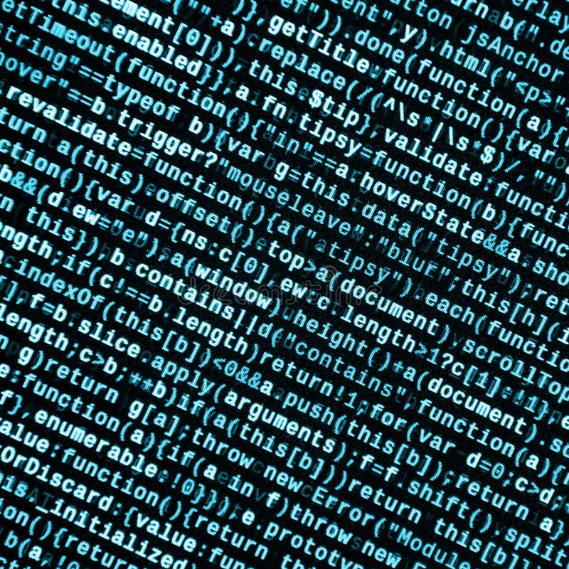 JavaScript Code in Text Editor. Coding Cyberspace Concept. Screen of ...