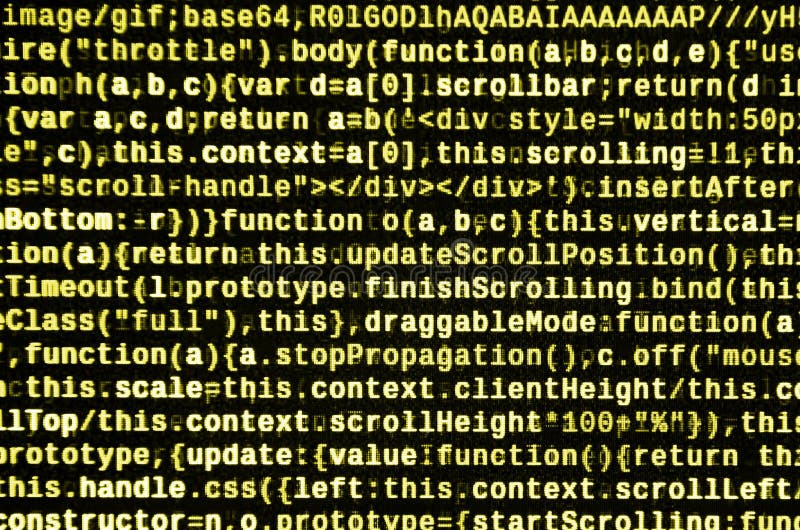 JavaScript Code in Text Editor. Coding Cyberspace Concept. Screen of ...