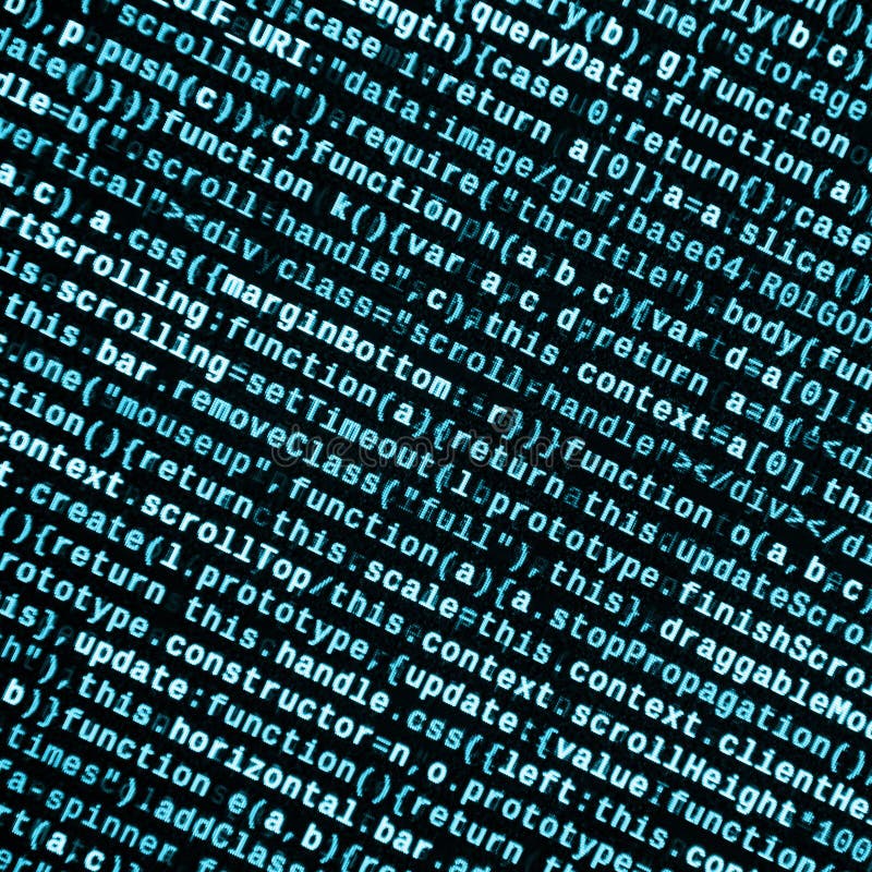 JavaScript Code in Text Editor. Coding Cyberspace Concept. Screen of ...