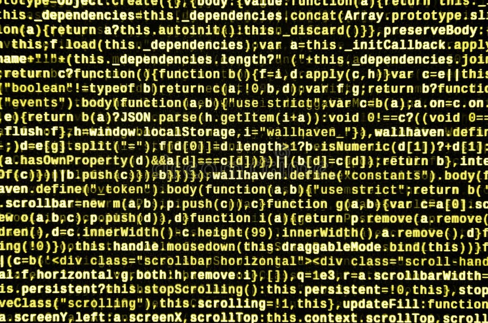JavaScript Code in Text Editor. Coding Cyberspace Concept. Screen of ...