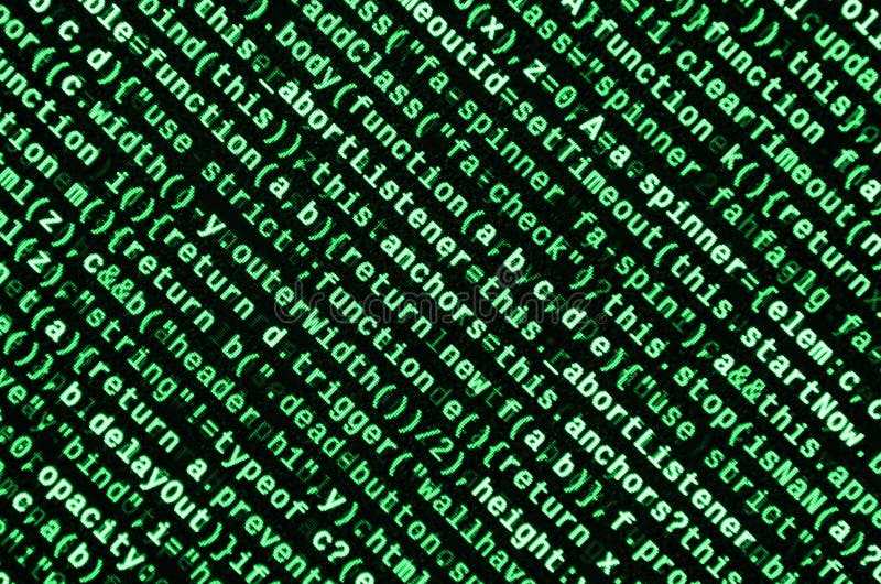 JavaScript Code in Text Editor. Coding Cyberspace Concept. Screen of ...