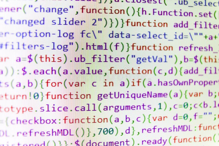 JavaScript Code in Text Editor. Stock Image - Image of admin, language ...