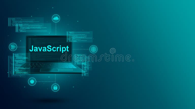 Javascript Code, Web Development, Coding and Programming of a Site or Application on Laptop 3d ...
