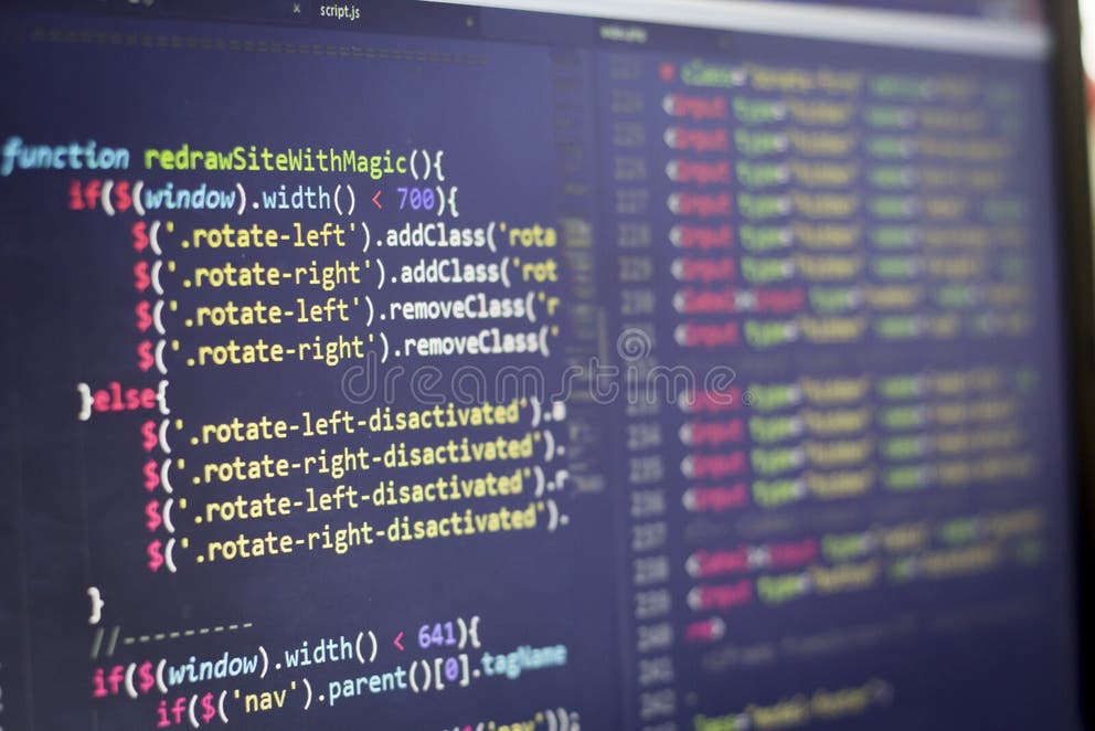 Javascript Front-end Code. Computer Programming Source Code. Abstract ...