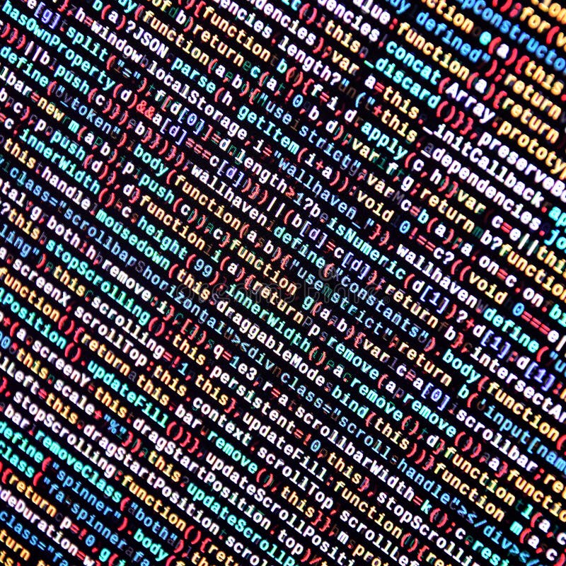 Javascript Functions Variables Objects Monitor Closeup Of Function Source Code Stock Image