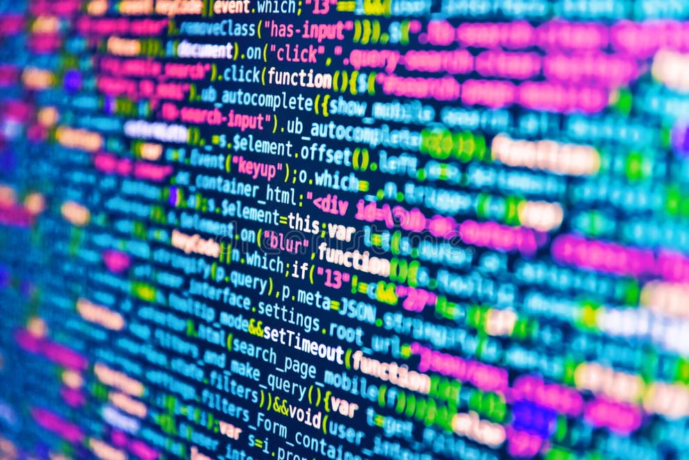 Javascript Functions, Variables, Objects. Programming Code Abstract Technology Background of ...