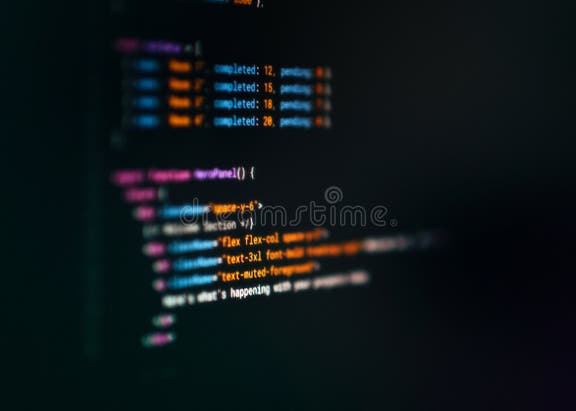 JavaScript JSX Code Editor Dark Mode Interface Stock Image - Image of text, code: 410367817