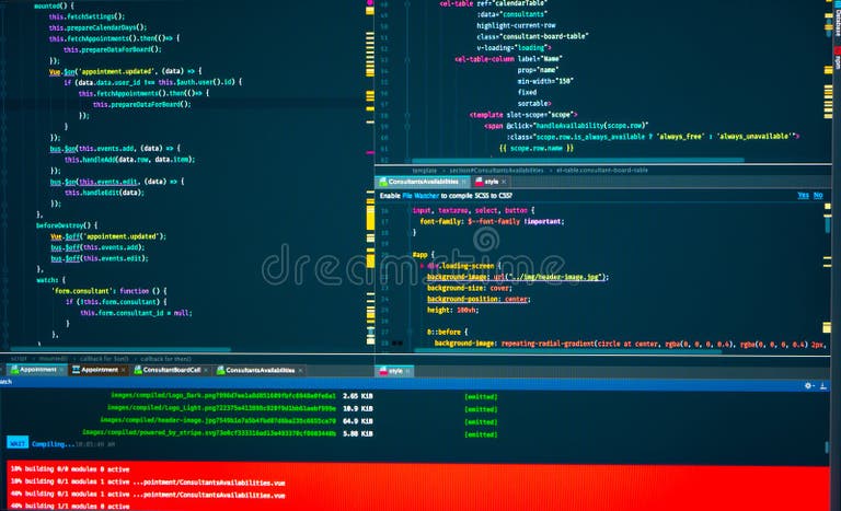 Javascript Lines of Code for Website Application. Script Language for Software Development ...