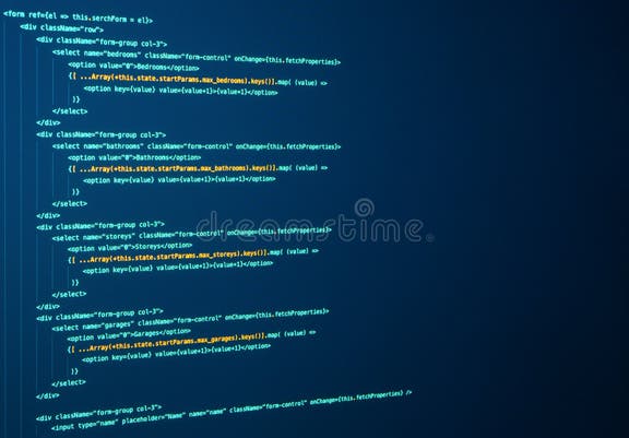 Javascript Lines of Code for Website Application. Script Language for ...