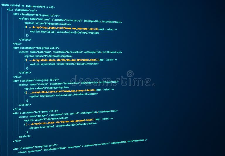 Javascript Lines of Code for Website Application. Script Language for Software Development ...