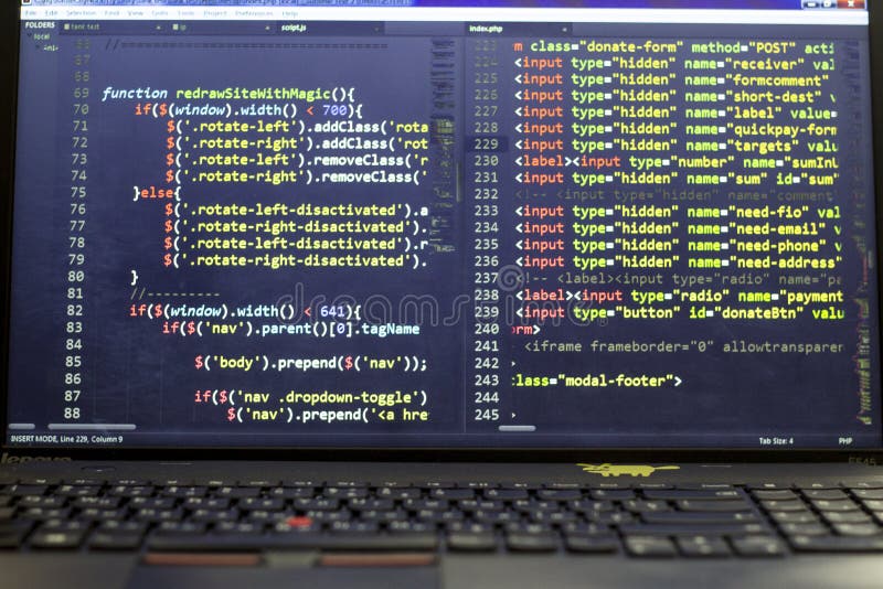 Javascript- Und HTML-Vorderseitencode Computerprogrammierungsquellcode ...
