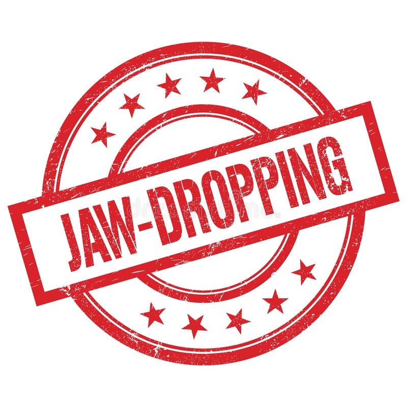 JAW-DROPPING Text Written on Red Vintage Round Stamp Stock Illustration ...