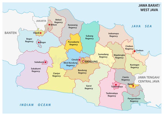 Jawa Barat, West Java Administrative and Political Vector Map ...