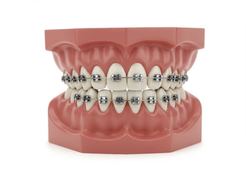 Jaws with Braces Model for Orthodontics Study on White Stock ...