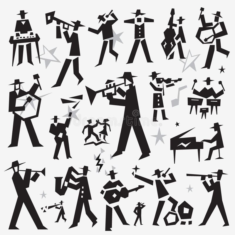 Jazz band doodles stock vector. Illustration of style - 89916184