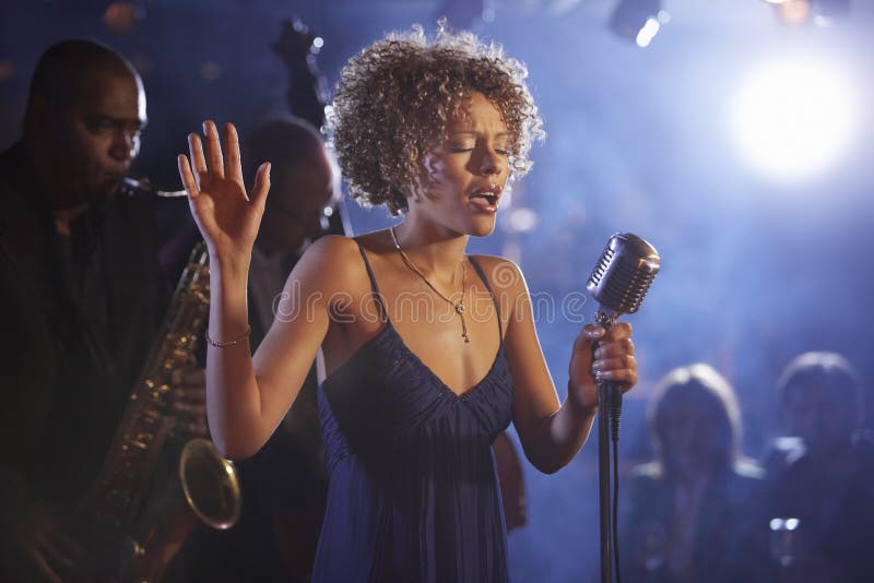 Jazz Band on Stage Group Portrait Stock Photo - Image of confidence ...