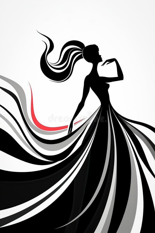 Jazz Dancer Silhouette on White Background - Dynamic Dance Pose Stock ...