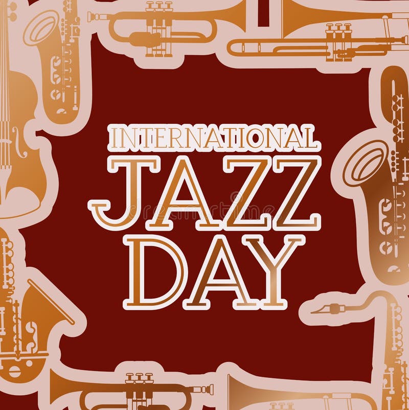 Jazz Day Poste with Instruments Background Stock Vector - Illustration ...