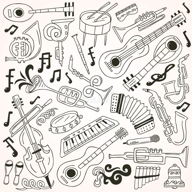 Music Instruments Doodle stock vector. Illustration of musical - 43122643