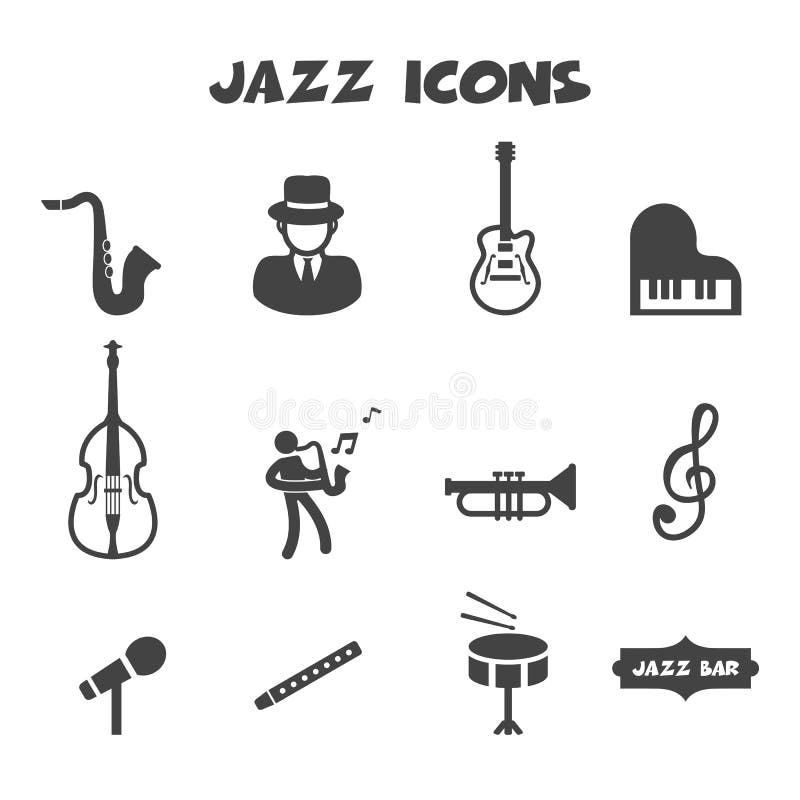 Jazz icons stock vector. Illustration of clef, acoustic - 42317542