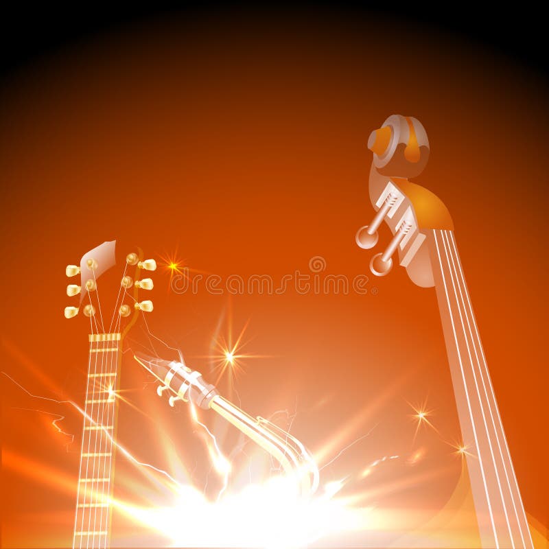 Jazz Instruments in the Light of Stock Vector - Illustration of glow ...