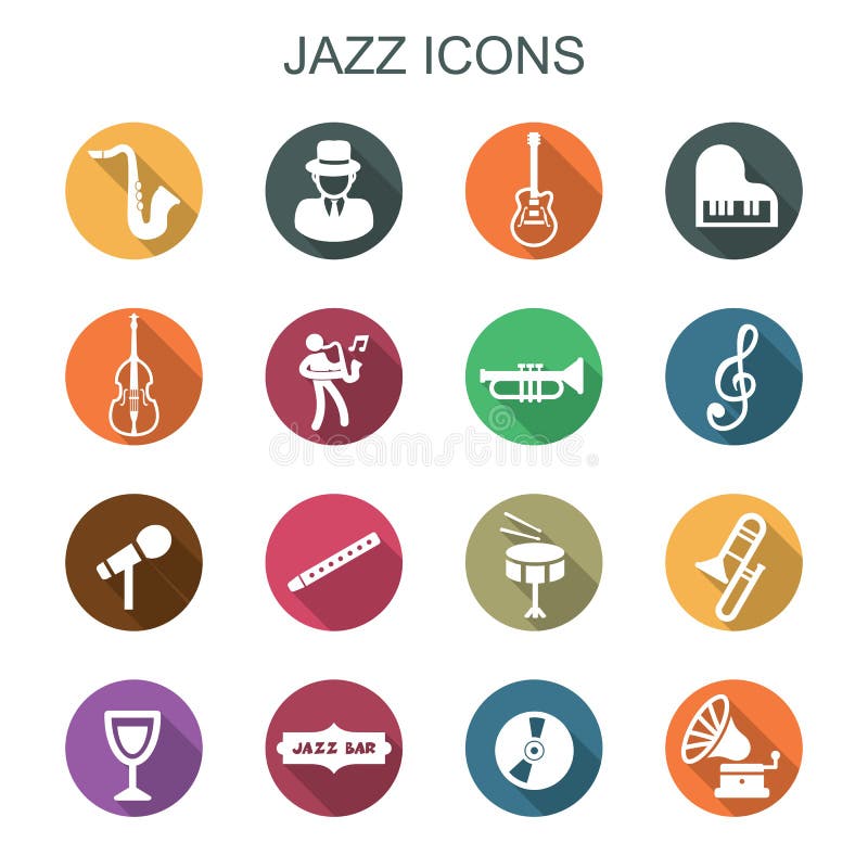 Jazz long shadow icons stock vector. Illustration of instruments - 49110842