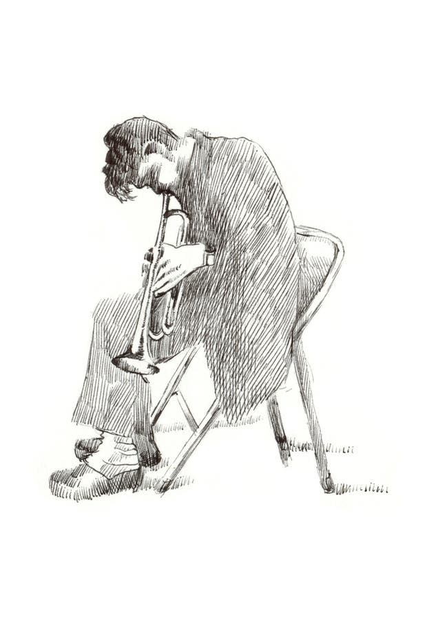 Jazz man stock illustration. Illustration of artwork - 24245804