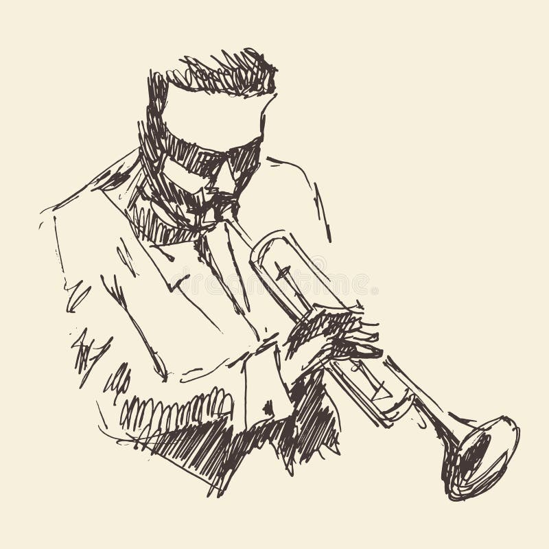 Jazz Trumpet Players Drawing