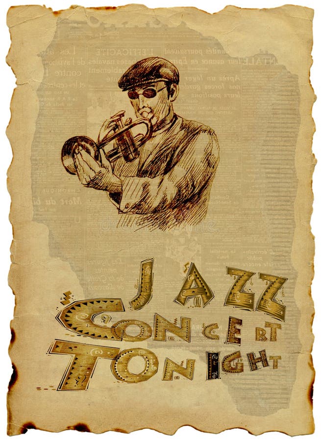 Jazz Man with the trumpet stock illustration. Illustration of classical ...