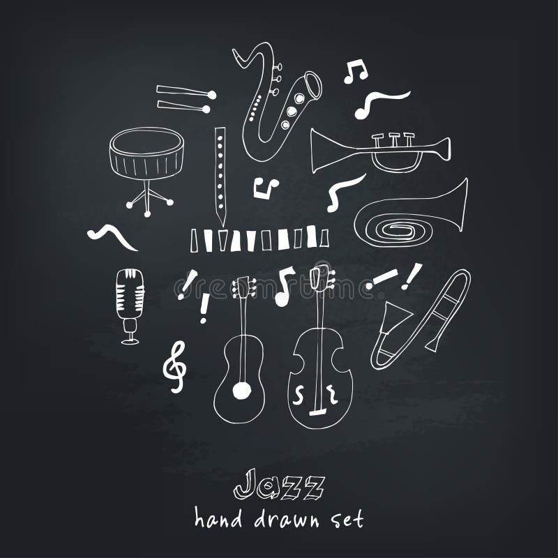 Jazz Musical Instruments Vector Set Stock Vector - Illustration of ...