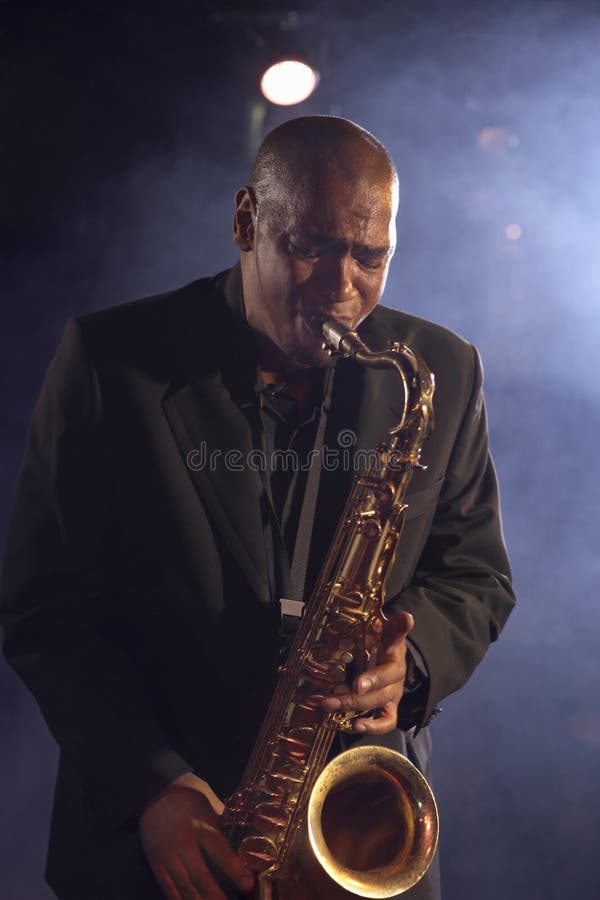 Jazz Musician With Saxophone Stock Image - Image of american, portrait ...