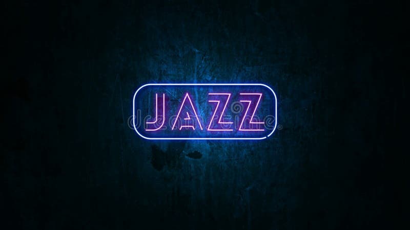 Neon Jazz Cafe Glowing Animated Sign with Saxophone and Text with Frame ...