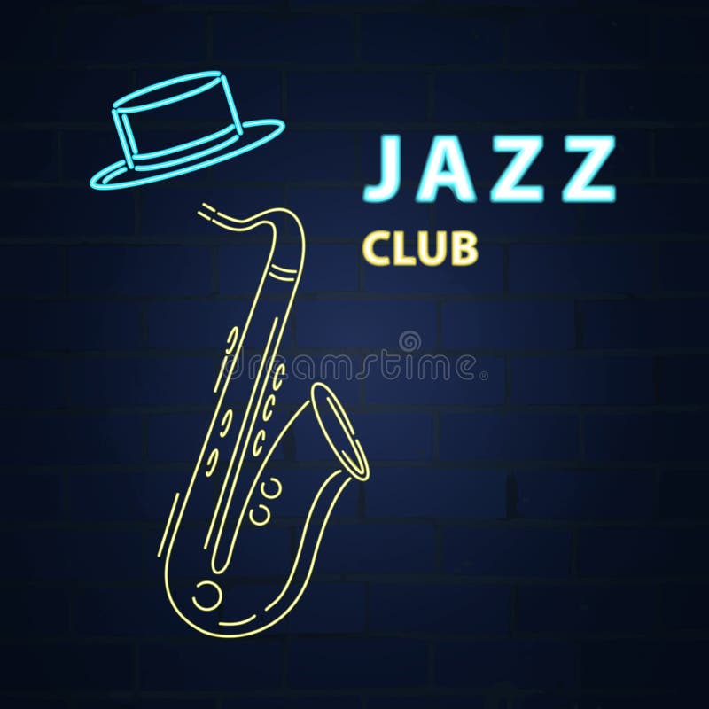 Jazz Neon. Saxophone. Jazz Neon Club. Vector Illustration Design Stock ...