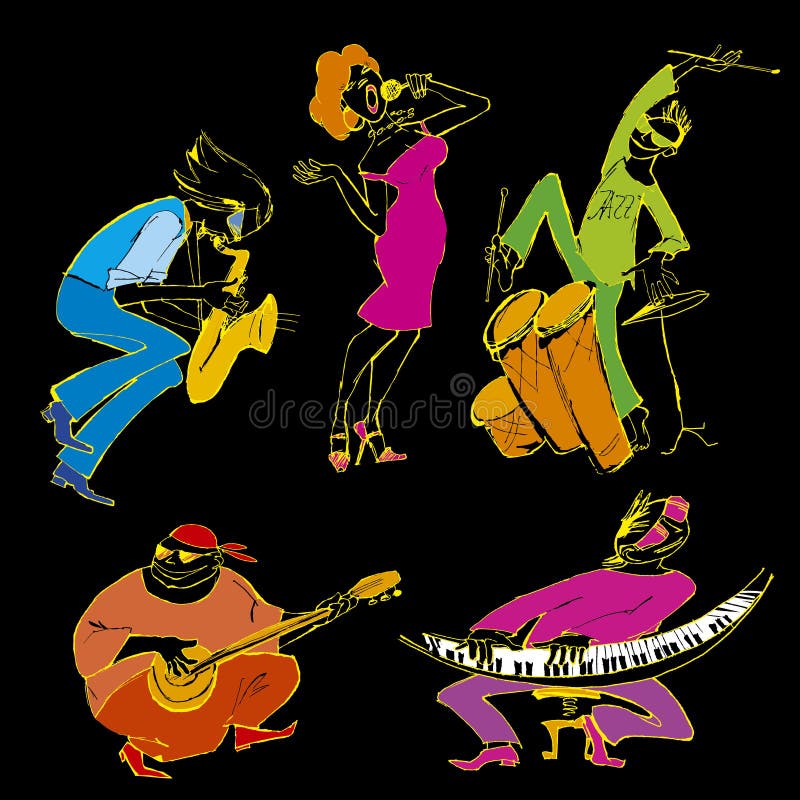 Musical Jazz Party with Saxophonist Stock Vector - Illustration of ...