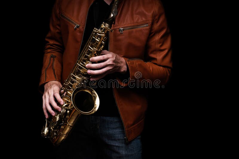 Jazz saxophone player stock photo. Image of color, background - 86715422