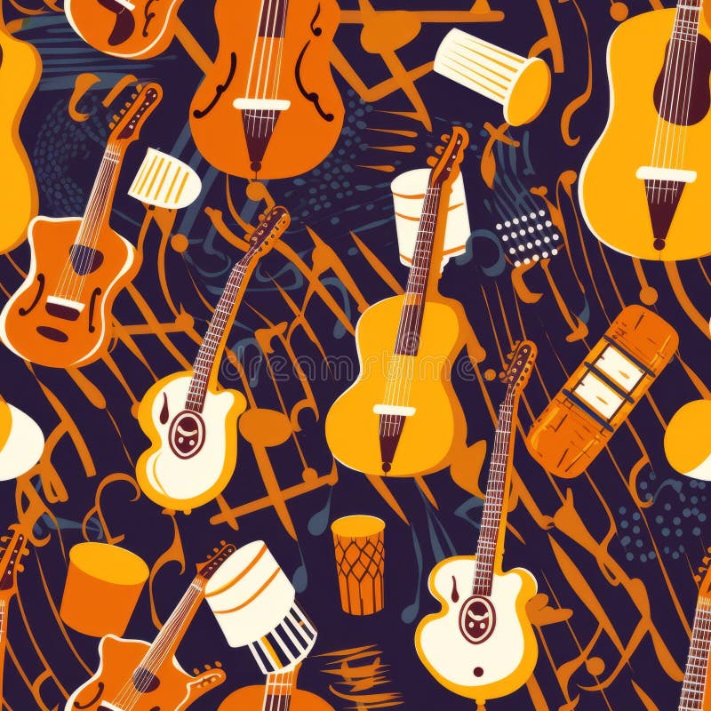 Seamless Pattern with Musical Instruments Stock Illustration ...